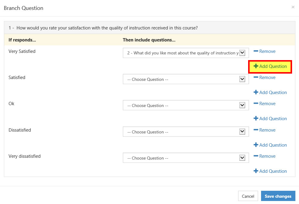 Branching Question Types – Course Evaluations & Surveys
